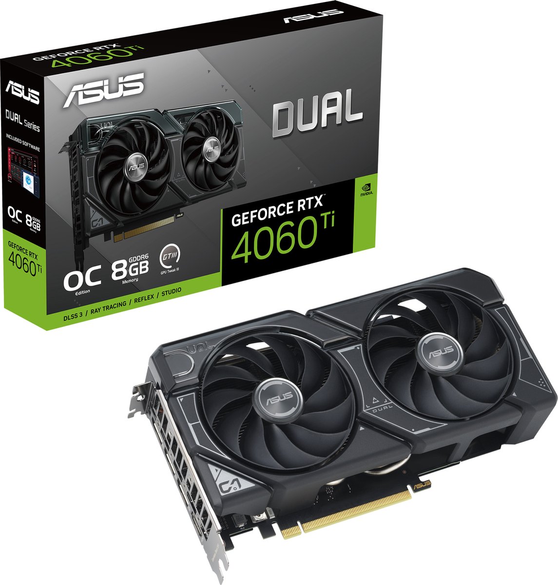 ASUS Dual -RTX4060TI-O8G, GeForce RTX 4060 Ti, 8 GB, GDDR6, 128 Bit, 7680 x 4320... | bol.com