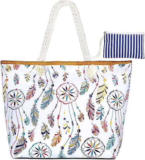 grote strandtas met ritssluiting zomer tas sluiting dames shopper tas ...