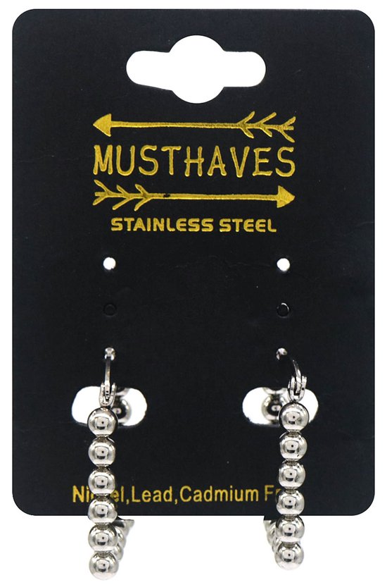 Oorbellen met Balletjes - RVS Oorringen - 2,5x1,8 cm - Zilverkleurig | bol