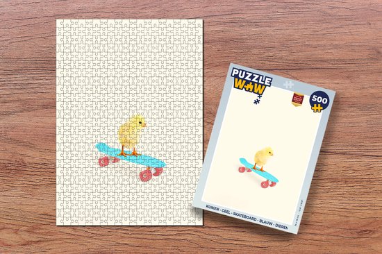 Puzzel Kuiken - Geel - Skateboard - Blauw - Dieren - Legpuzzel - Puzzel ...