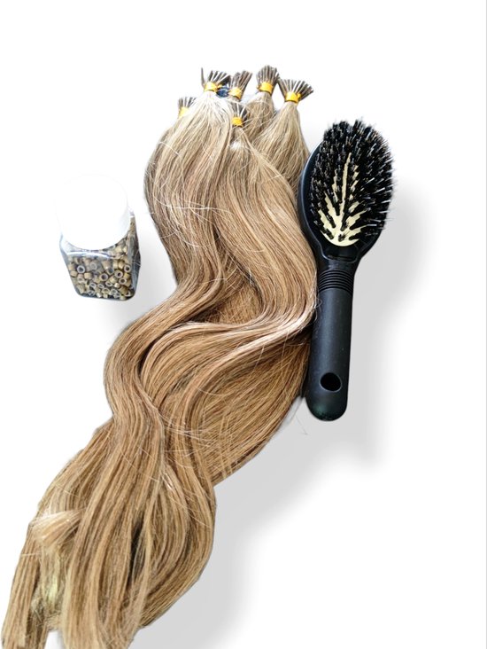 Set Microring/I-Tip Extensions 120 stuks 40cm Human Remy hair Kleur #14 ...