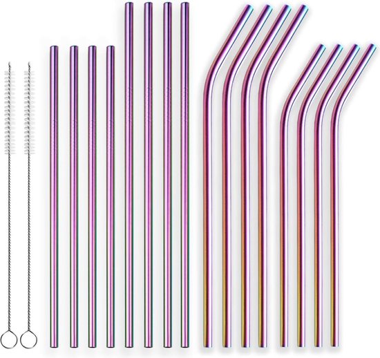 Herbruikbare rietjes, metalen rietjes, regenboogrietjes ...