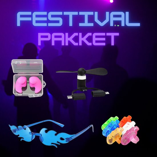 FESTIVAL PAKKET | Festival Bril + Oordopjes + Elektrische Waaier ...