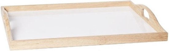 Woon decoratie dienblad hout/wit 43 x 33 cm - Serveerbladen | bol