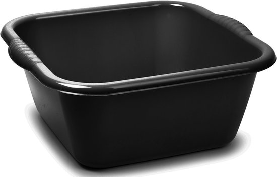 Afwasbak teil - set van 2 formaten - 15 en 20 liter - zwart - kunststof ...