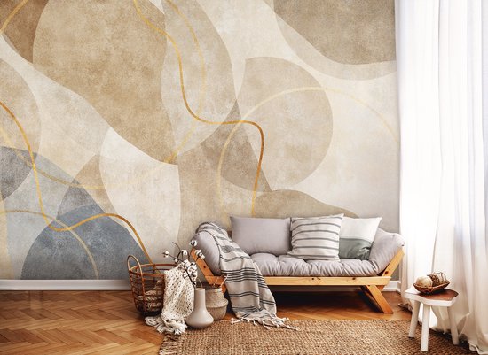 Consalnet Fotobehang Abstract - Vliesbehang - Goud Boho Geometrie ...