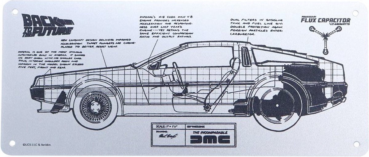 Back to the Future: DeLorean Schematic Plate | bol