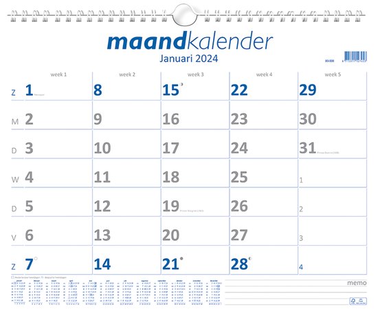 MGPcards - Maandkalender 2024 - 43 x 34 cm | bol.com