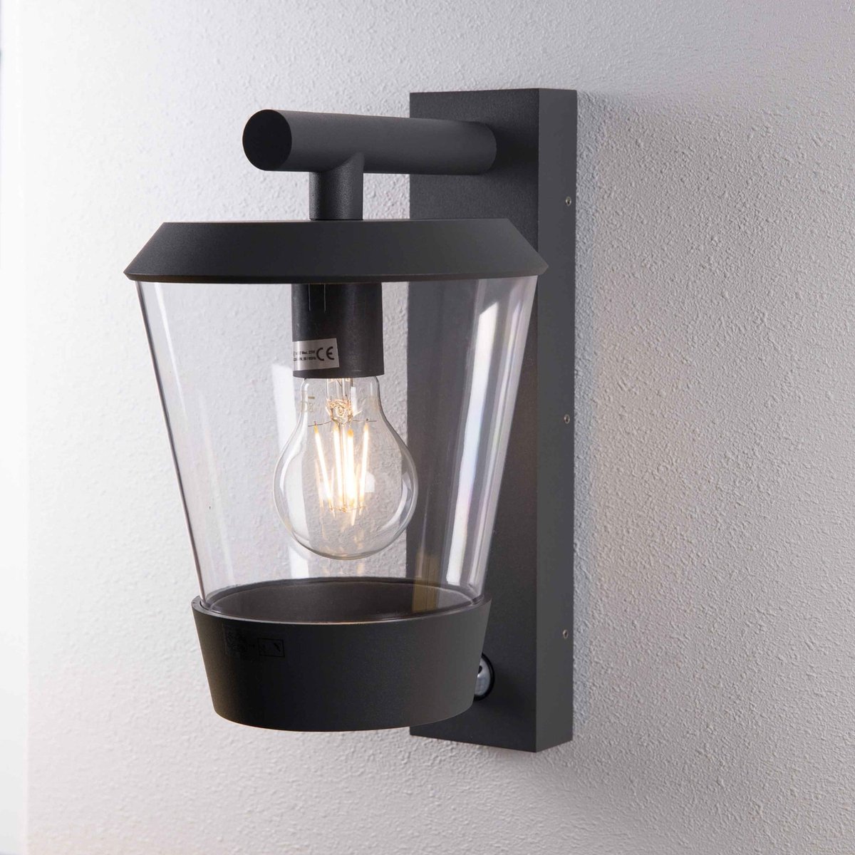 Donkergrijze design muurlamp van glas incl. sensor - Jonah | bol.com