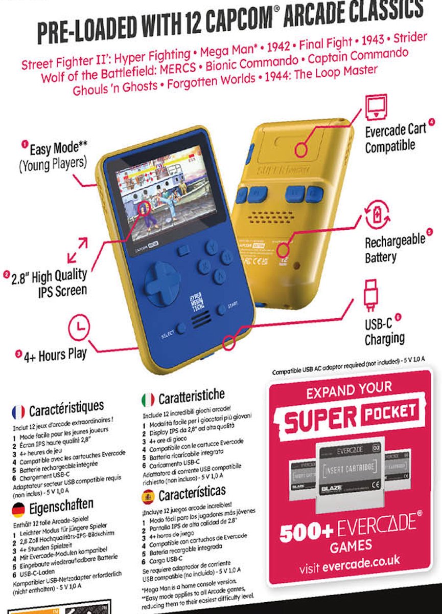 Capcom - Super Pocket gaming handheld - 12 games - USB-C opladen - 5 ...