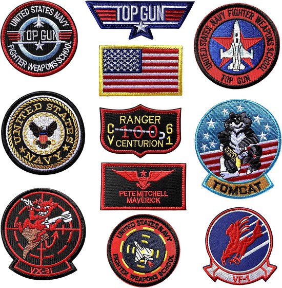 Top Gun Patches Collection - Set van 11 Geborduurde Strijkpatches voor ...