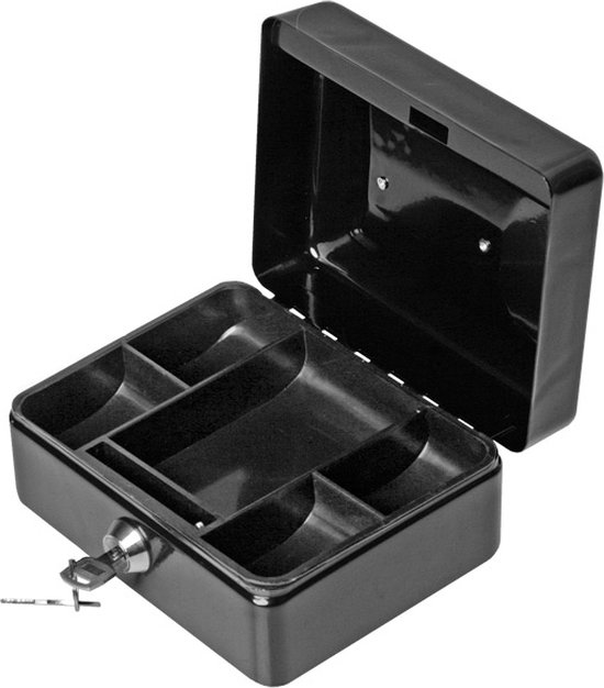 Forofis Geldkistje met sleutel - 12 x 9 x 6 cm - Zwart | bol
