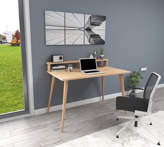 Houten Bureau - Klein & Stijlvol - 110x75x60cm - 100% Dennenhout | bol.com