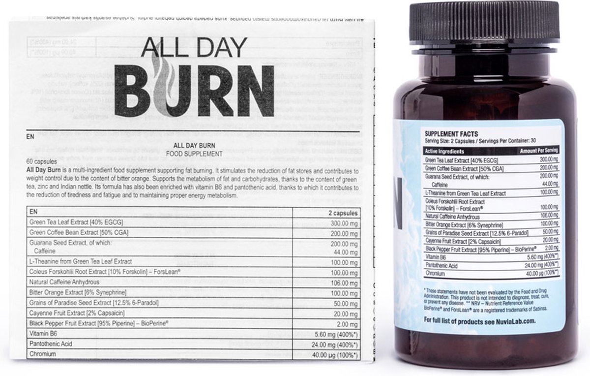 All Day Burn - Fatburner - Afslankpillen - 60 capsules | bol
