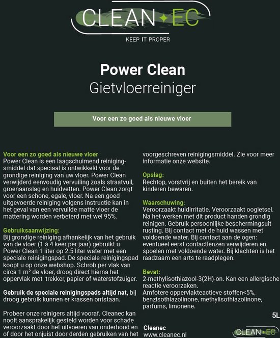 Cleanec Power Clean Gietvloer Reiniger 5 Liter | bol.com