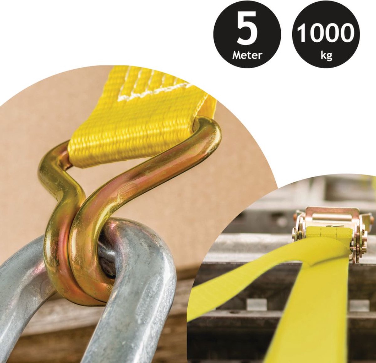 Dunlop Spanband met Ratel - Haak - 5 M - tot 1000 KG - Geel | bol.com