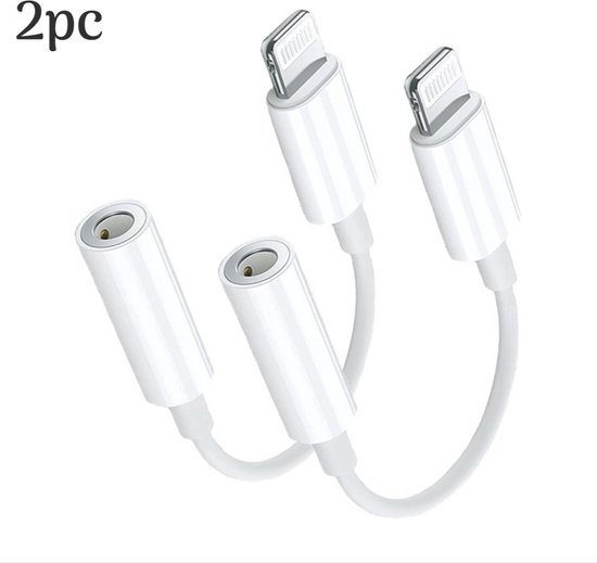 2x Lightning naar jack geschikt voor iPhone - mini Jack naar lightning ...