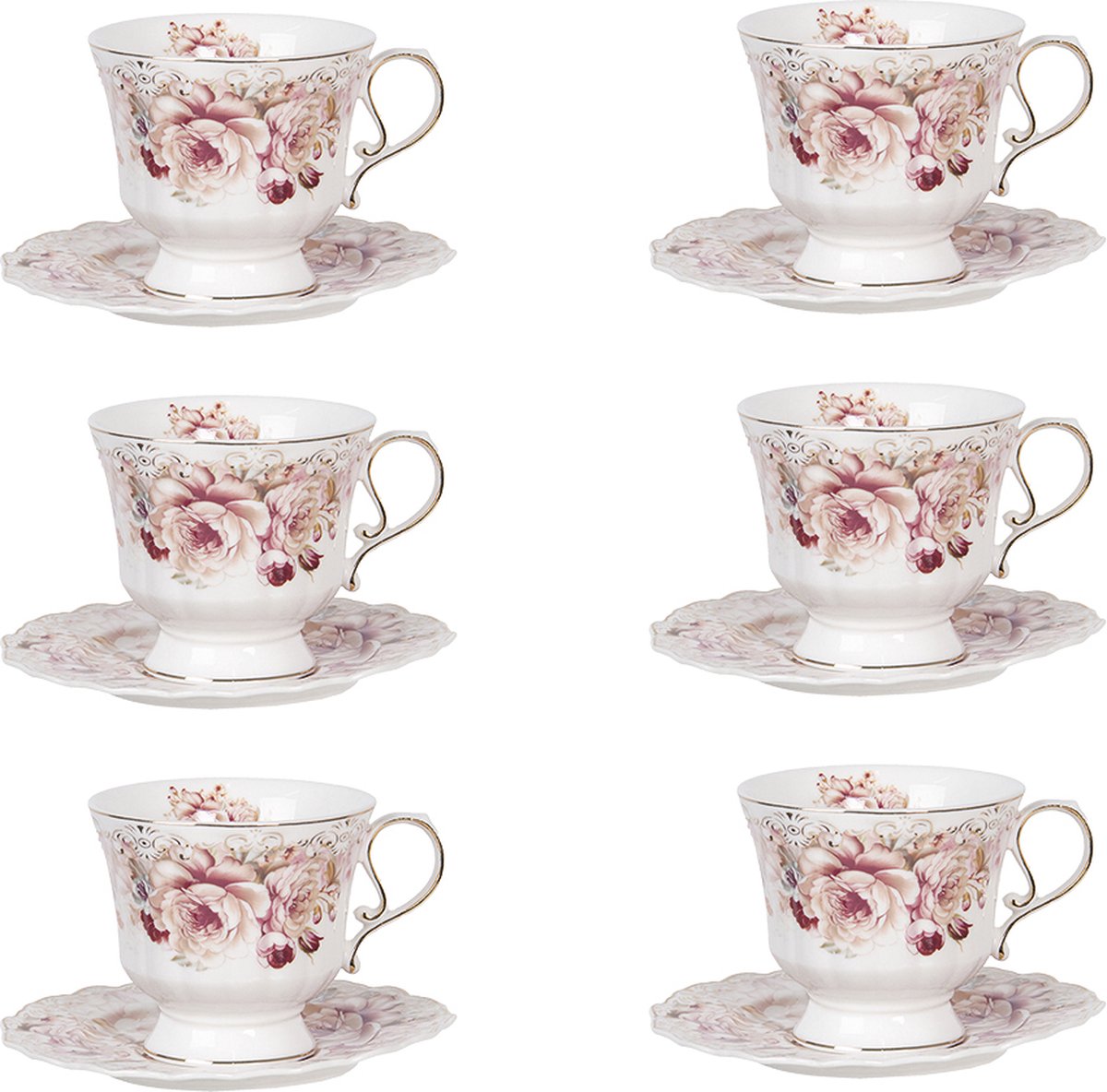 HAES DECO - Tasse et Soucoupe set de 6 - contenance 200 ml - coloris ...