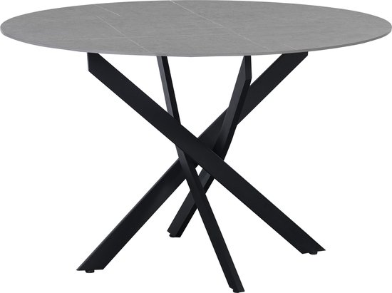 Eetkamertafel Okafor - Grijs - 4 personen - Tuintafel rond - Marmerlook ...