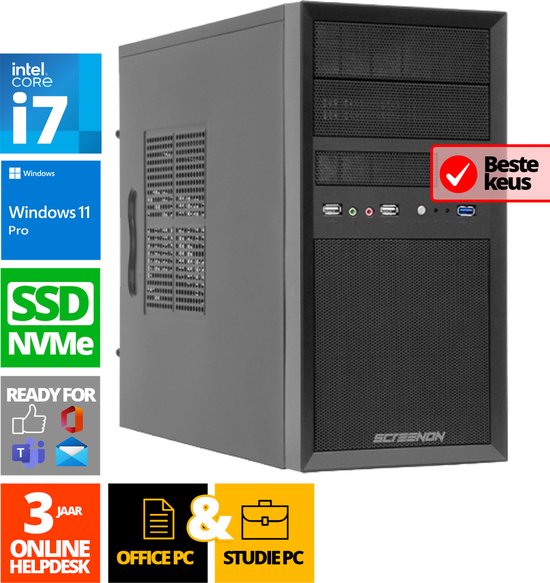 Intel Compleet PC | Intel Core i7 | 32 GB DDR4 | 1 TB SSD - NVMe | GTX 1650 | Windows... | bol