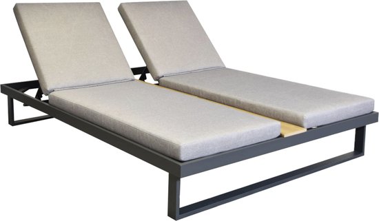 Ligbed Bali duo lounge | met kussens | Antraciet | Aluminium ...