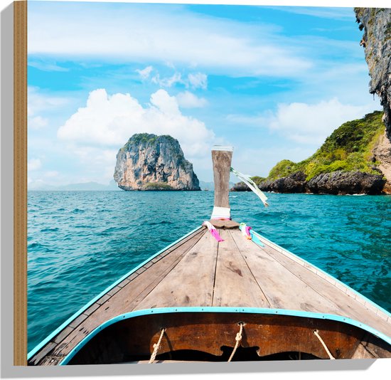 Hout - Uiteinde van Houten Boot Varend over Wateren langs de Rotsen ...