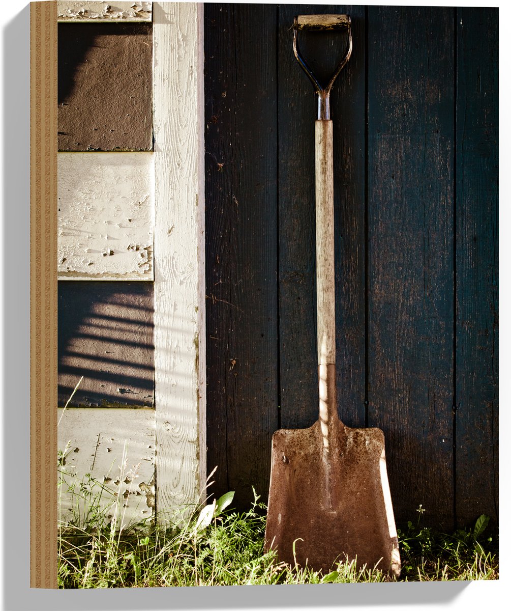 Hout - Tuinier Schep tegen Houten Boerderij - 30x40 cm - 9 mm dik ...