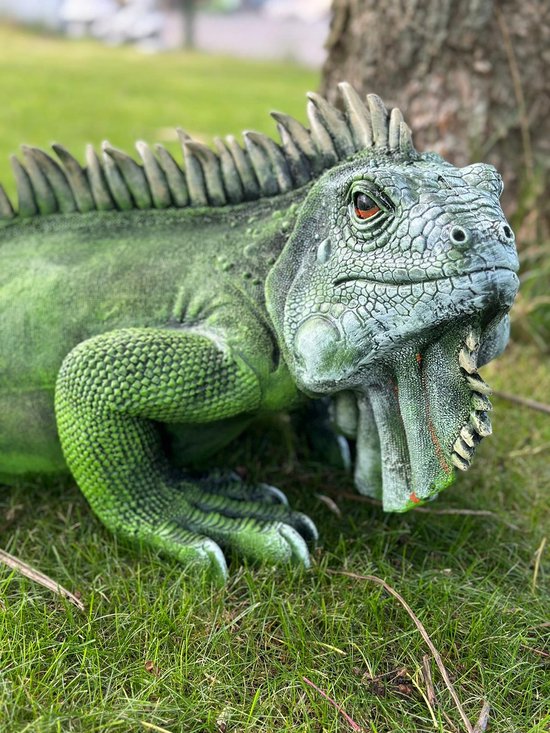 Goodyz- Leguaan beeld- 100cm lang - levensecht - groen/wit | bol