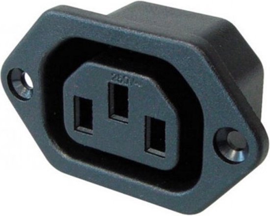 Apparaat stekker C13 Chassisdeel - 6A/250V - Zwart - Per 1 stuk(s ...