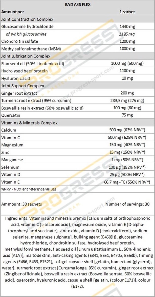 BAD ASS - Flex - Advanced Joint Formula - 30 sachets | bol