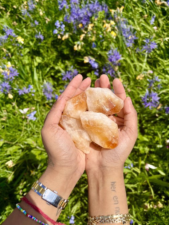 Twee stuks Citrien Ruwe edelsteen - circa 5 cm - 7 cm - 100% natuurlijk ...