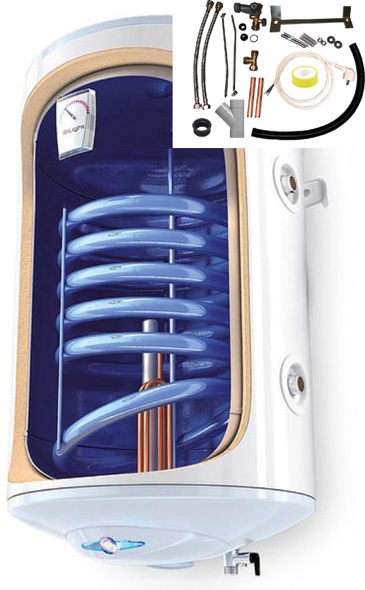 Elektrische boiler met warmtewisselaar inclusief montage set 80 L, Tesy ...