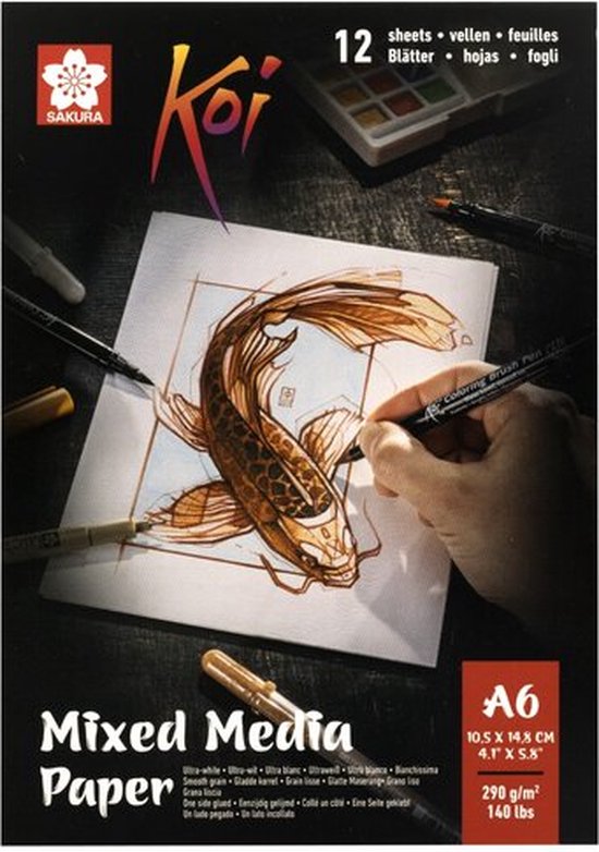 Sakura Koi mixed media papier A6 290g 12 vel - Incl. Goodie | bol