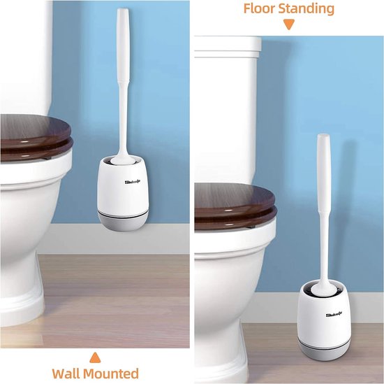WC-borstel met behuizing, WC-borstelset met siliconen, hang- en ...