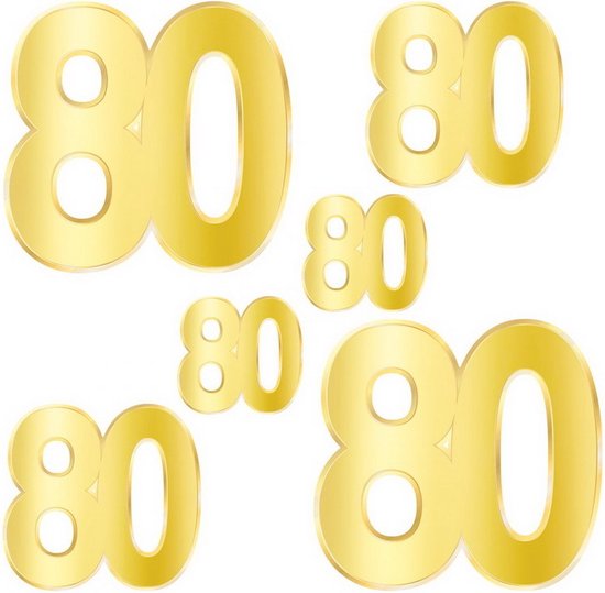 Decoratie 80 jaar goudkleurig 12 stuks - Verjaardag decoraties ...