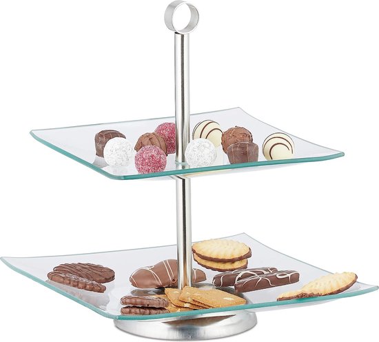 etagère, 2 verdiepingen, hoekig, cupcake, koekjes, fruit, muffin ...