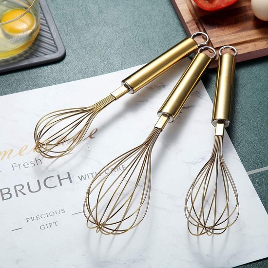 Roestvrijstalen garde, 25 cm, 30 cm, 3 stuks, titanium gecoate gouden ...