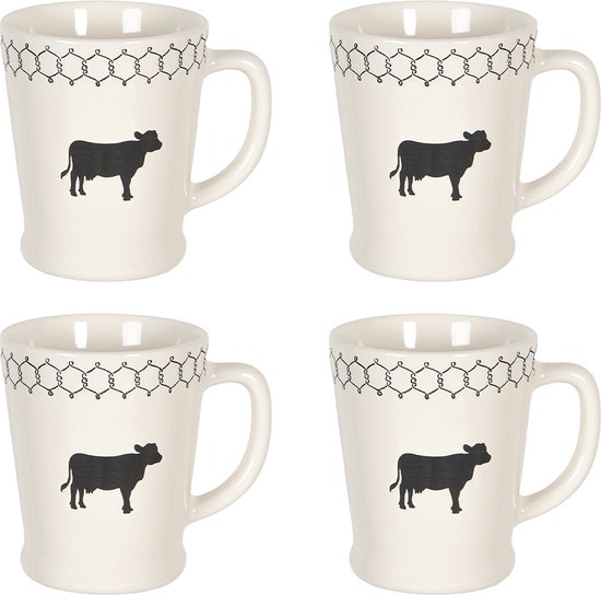 HAES DECO - Mokken set van 4 - formaat 16x11x10 cm / 300 ml - kleuren ...