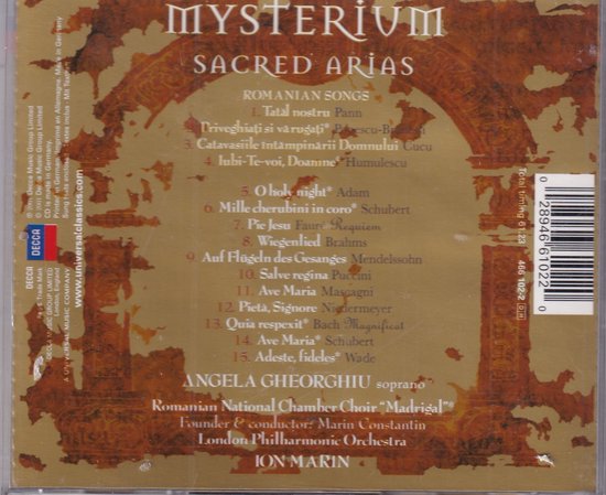 Mysterium, sacred arias - Angela Gheorghiv, Romanian National Chamber ...