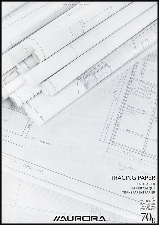 Aurora Overtrekpapier - Kalkpapier - 420x594mm - A2 - 70g - 20 vellen | bol