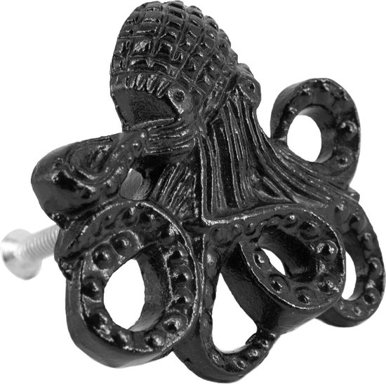 HomeBound by KY | Knopje metaal octopus zwart | kapstokhaak | bol