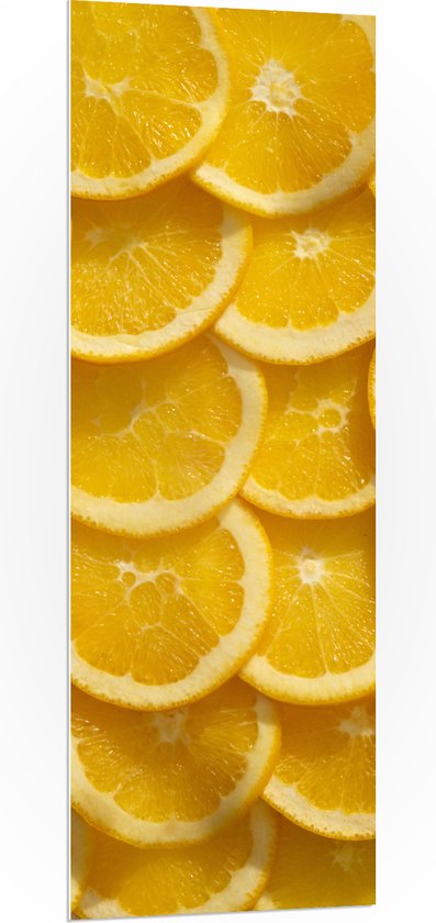 PVC Schuimplaat- Sinaasappelschijven op elkaar Gestapeld - 50x150 cm ...