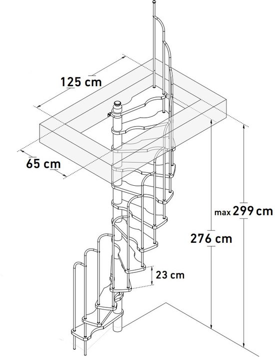 HandyStairs Ruimtebesparende spiltrap Jazz - ⌀ 120 cm - Trapgat 125 x ...