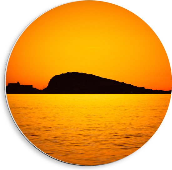 PVC Schuimplaat Muurcirkel - Silhouet van Berg in de Vorm van Walvis ...