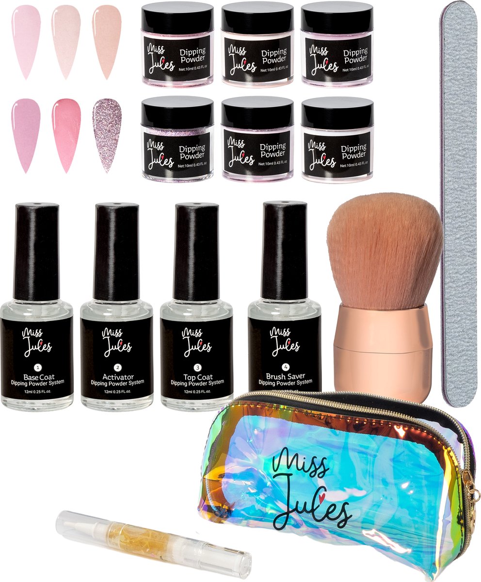 Miss Jules® Complete Set - Dipping Powder Starters Kit - 6 Kleuren Roze ...