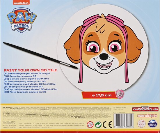 Verf je eigen 3D tegel Paw Patrol - Skye | bol