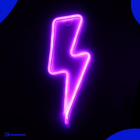 Neon Lamp - Bliksem Paars - Incl. 3 Batterijen - Neon Verlichting ...