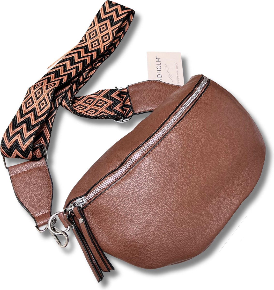 Lundholm crossbody tas dames bruin - tassen dames met bag strap ...