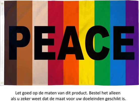 Pride Peace Vlag 150x90CM - LGBT - Regenboog Vlag - Gay - Lesbienne ...