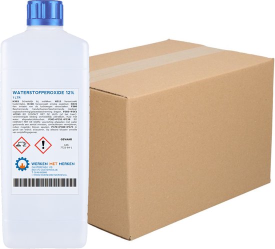 Waterstofperoxide 12% - Doos - 9 x 1 liter - 2 Spraytriggers - Hydrogen ...